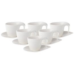 Villeroy & Boch VILLEROY & BOCH Tasse "Frühstückstassen mit Untertassen Flow 250 ml 6er Set weiß", weiß, Trinkgefäße