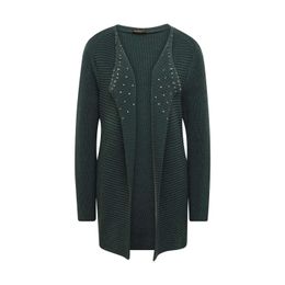 GOLDNER Damen Strickpullover "Kurzgr&ouml;&szlig;e Figurumspielende Strickjacke mit modischer Querrippenstruktur", gr&uuml;n, Gr. 21, Obermaterial: 85% Polyacryl