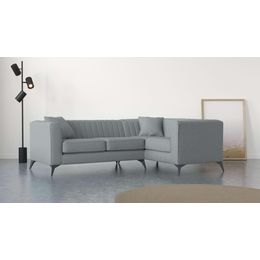 Ecksofa Home Affaire, B:240cm H:74cm T:167cm, grau, 100% Polyester, Wohnzimmer, Sofas, "MATTHEW L-Form ideal f&uuml;r kleine R&auml;ume, Ma&szlig;e B/T/H: 240/167/74