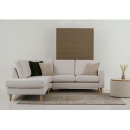 Ecksofa OTTO HOME, B:230cm H:87cm T:218cm, beige, 100% polyester, Wohnzimmer, Sofas, "Tvinno", im skandinavischen Stil, L-Form, mit Massivholzf&uuml;&szlig;en,