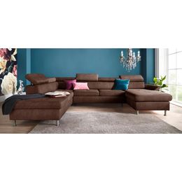 Wohnlandschaft, B:330cm H:96cm T:230cm, braun, exxpo - SOFA FASHION, Luxus-Microfaser Vintageoptik (100% Polyester);Webstoff, Sofas, "Maretto, bequem