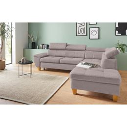 Ecksofa, B:266cm H:79cm T:232cm, grau, exxpo - SOFA FASHION, Luxus-Microfaser Vintageoptik (100% Polyester);Webvelours (92% Polyester, 8% Nylon),