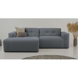 Ecksofa OTTO HOME, B:221cm H:73cm T:154cm, grau, 100% polyester, Wohnzimmer, Sofas, "Tapley", Breite 221 cm,Boucle, Struktur fein, mit Knopfsteppung,