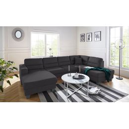 Wohnlandschaft Trendmanufaktur, B:310cm H:85cm T:203cm, schwarz, Sofas, "Chamber, zeitlos&modern, hoher Sitzkomfort, Breite 310cm, U-Form", wahlweise