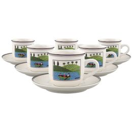 Villeroy & Boch VILLEROY & BOCH Tasse "Espressotassen mit Untertassen Design Naif 100 ml 6er Set bunt", bunt, Trinkgefäße