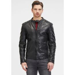 Mauritius Herren Lederjacke "G2MMagnu SF", schwarz, Gr. 4XL, unifarben, Obermaterial: 100% Schafsleder, Jacken, mit Reißvershcluss, Steppung auf der