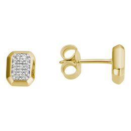 Firetti Kinder Paar Ohrstecker "Schmuck Geschenk Gold 333 Ohrschmuck Ohrringe Quadrat", 0,1 P2 = erkennbare Einschlüsse, Diamanten Gelbgold