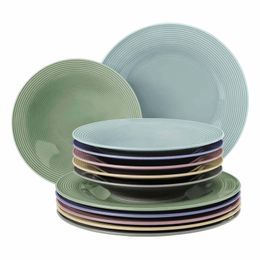 Seltmann Weiden Geschirr-Set "Tafelservice Beat Color Glaze 12er Set"mixed, Geschirr-Sets