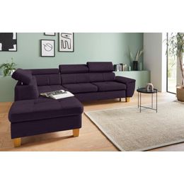 Ecksofa, B:266cm H:79cm T:232cm, lila, exxpo - SOFA FASHION, Luxus-Microfaser Vintageoptik (100% Polyester);Webvelours (92% Polyester, 8% Nylon),