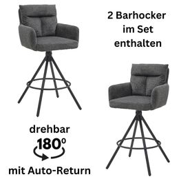 Barhocker Stolkom, B:54cm H:103,5cm T:60cm, grau, Küche, Hocker, "Sofia", Komfortsitzhöhe 70 cm, 180drehbar Auto Return funktion