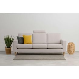 3-Sitzer OTTO HOME, B:217cm H:87cm T:86cm, beige, 100% polyester, Sofas, "Tvinno", im skandinavischen Stil, mit Massivholzf&uuml;&szlig;en, Breite 217 cm