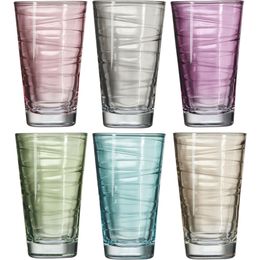 Leonardo Longdrinkglas "Colori", 12,8cm, 280ml, 6 Stk., bunt, Trinkgefäße, veredelte mit lichtechter Hydroglasur, 280 ml, 6-teilig