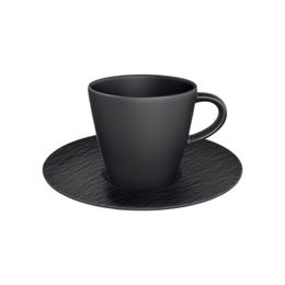 Villeroy & Boch VILLEROY & BOCH Tasse "Kaffeetasse mit Untertasse Manufacture Rock 150 ml / ø 15,4 cm schwarz", 2 tlg., schwarz, Trinkgefäße