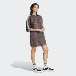 Damen Shirtkleid "TEE DRESS", bunt, Gr. S, adidas originals, Obermaterial: 100% Polyester, Kleider, Leoprint Shirtkleid, Dreiviertelarm, weite