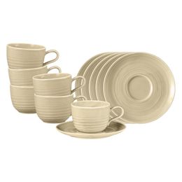 Seltmann Weiden Tasse "Kaffeetassen mit Untertassen Terra 260 ml 6er Set", 12 tlg., beige, Trinkgef&auml;&szlig;e