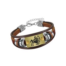 Firetti Kinder Armband "Schmuck Geschenk Armschmuck Armkette Edelstein Sternzeichen", 20cm, Schütze, Edelstahl Leder Messing, bunt, Edelstahl, Leder,