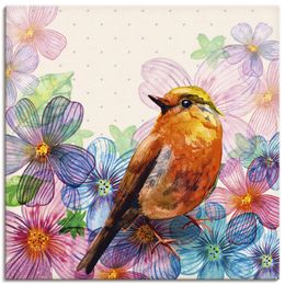 Leinwandbild Artland, B:100cm H:100cm T:1,8cm, bunt, Leinwand, Wohnzimmer, Bilder, "Florale Karte im Retro Design", auf Keilrahmen gespannt
