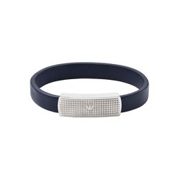 Emporio Armani Kinder Armband "Schmuck Geschenk Edelstahl Leder Armschmuck", 21cm, Edelstahl Leder, blau, Edelstahl, Leder, Armbänder