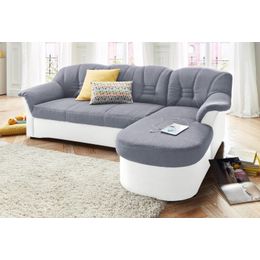 Ecksofa DOMO collection, B:240cm H:84cm T:82cm, weiß, Kunstleder SOFTLUX / Struktur ( 100% Polyester);Microfaser PRIMABELLE (100%
