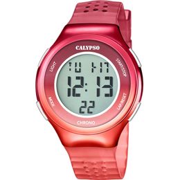 Calypso Watches Damen Chronograph "Color Splash", rot, Armbanduhren, Armbanduhr, Quarzuhr, Damenuhr, Herrenuhr, digital, Stoppfunktion