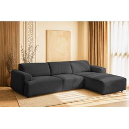 Ecksofa Home Affaire, B:301cm H:75cm T:163cm, schwarz, 90% PES, 10% Nylon, Wohnzimmer, Sofas, "Linkka, Breite 301 cm", L-Form, in einem weichen