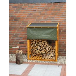 Kaminholzregal Promadino, B:119,5cm H:148cm T:68cm, braun, Holzwerkstoff, Wohnzimmer, Kaminholzlager, "Speyer", mit Wetterschutz