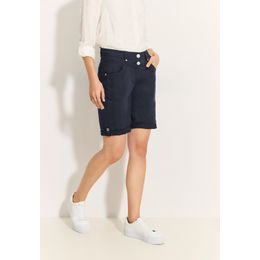 Cecil Damen Bermudas "Style New York", blau, Gr. 25, unifarben, Obermaterial: 98% Baumwolle, 2% Elasthan, Hosen, Sommerhose mit Stretchanteil