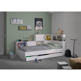 Stauraumbett GAMI, B:120cm H:104cm L:221cm, wei&szlig;, Kinderzimmer, Betten, ""Erwan", viel Stauraum, Made in France, verschiedene Farben", mit gro&szlig;er