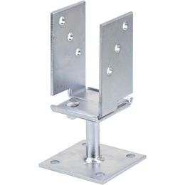Alberts U-Pfostentr&auml;ger, B/H/T: 10cm x 11cm x 10cm, silber, Bodenanker, galvanisch verzinkt, dickschichtpassiviert, Breite 71 - 131 mm