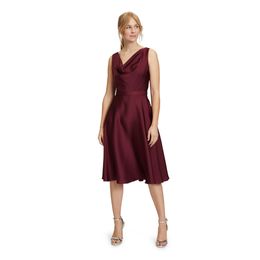 Vera Mont Damen Cocktailkleid "Damen Cocktailkleid mit Wasserfallausschnitt", rot, Gr. 38, Satin, Obermaterial: 100% Polyester. Futter: 100%