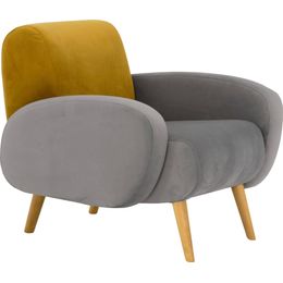 Sessel Home Affaire, B:86cm H:80cm T:88cm, gelb, Struktur fein ( 100% Polyester);Samtoptik (100% Polyester), Wohnzimmer, Sessel, "Tox", in