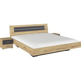 Bettanlage Rauch, B:265cm H:82cm T:213cm, grau, Holzwerkstoff, Schlafzimmermöbel-Sets, "Doppelbett Futonbett BURANO in schwebender Optik", und
