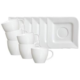 Ritzenhoff & Breker Tasse "Kaffeetassen mit Untertassen Melodie 190 ml 6er Set weiß", weiß, RITZENHOFF & BREKER, Trinkgefäße