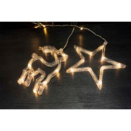 NOOR LIVING LED-Lichterkette "Weihnachtszeit", Dioden 65 Stk., transparent, Lichterketten, mit Stern- und Rentierbeleuchtung, Batteriebetrieb