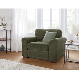 Sessel Home Affaire, B:128cm H:93cm T:95cm, gr&uuml;n, 100% Polyester, Wohnzimmer, Sessel, "Broughton", weiche Polsterung, passend zur Serie "Broughton",