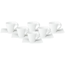 Villeroy & Boch VILLEROY & BOCH Tasse "Espressotassen mit Untertassen NewWave 80 ml 6er Set wei&szlig;", 6 tlg., wei&szlig;, Trinkgef&auml;&szlig;e