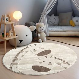 Kinderteppich Carpet City, H:11mm Ø:120cm, beige, Obermaterial: 70% Polypropylen, 30% Polyester, Teppiche, "MARA719", Kinderzimmer,