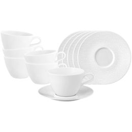 Seltmann Weiden Tasse "Milchkaffeetassen mit Untertassen Life Fashion 370 ml 6er Set", 12 tlg.luxury wei&szlig;, Trinkgef&auml;&szlig;e