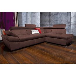 Ecksofa, B:268cm H:77cm T:204cm, braun, exxpo - SOFA FASHION, NaturLeder;Primabelle-Microfaser (100% Polyester);Luxus-Kunstleder, Wohnzimmer, Sofas,
