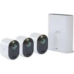 ARLO Überwachungskamera "Ultra 2 Spotlight Kabelloses 4K-UHD-Überwachungssystem mit 3 Kamera", B:5,2cm H:8,9cm T:7,84cm, schwarz-weiß,