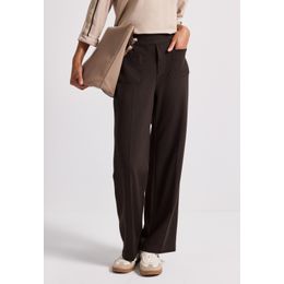 Street One Damen Stoffhosedeep roast braun, Gr. 46, unifarben, Jersey, Obermaterial: 68% Viskose, 28% Polyester, 4% Elasthan, Hosen, Straight Leg,