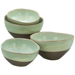 Creatable Schale "Basalt Bio, Bowl Set 4-tlg", grün, Schüsseln, Organische Form, Jedes Teil ein Unikat