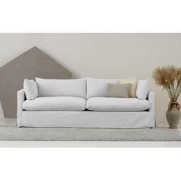 3-Sitzer OTTO HOME, B:244cm H:85cm T:104cm, beige, 100% polyester, Sofas, "Joucas, Hussensofa, Breite 244 cm", extra tiefe Sitzfl&auml;che, mit