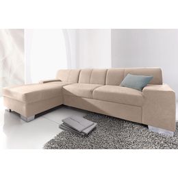 Ecksofa DOMO collection, B:248cm H:74cm T:150cm, beige, Softlux-Kunstleder;Primabelle-Microfaser;Struktur (90% Polyester und 10% Polyacryl),