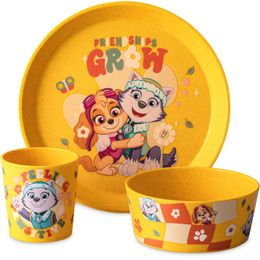 Koziol Kindergeschirr-Set "Kleiner Teller + Schale + Becher CONNECT GROW PAW PATROL", 3 Stk., gelb, Geschirr-Sets, 100% melaminfrei & recycelbar, CO&sup2;