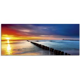 Glasbild Artland, B:125cm H:50cm, blau, Glas, Küche, Bilder, "Ostsee mit schönem Sonnenaufgang", in verschiedenen Größen