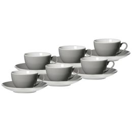 Ritzenhoff & Breker Tasse "Kaffeetassen mit Untertassen Doppio 200 ml 6er Set", grau, RITZENHOFF & BREKER, Trinkgefäße