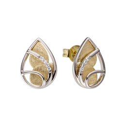 Jobo Damen Paar Ohrstecker "Ohrringe Goldohrringe Tropfen 13 mm", SI = kleine Einschl&uuml;sse, Diamanten Gelbgold 585 Wei&szlig;gold 585gelbgold 585,