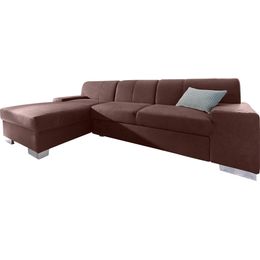 Ecksofa DOMO collection, B:248cm H:74cm T:150cm, braun, Softlux-Kunstleder;Primabelle-Microfaser;Struktur (90% Polyester und 10% Polyacryl),