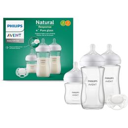 Philips Avent Baby Babyflasche "Natural Response Starter-Set Glas für Neugeborene SCD878/11", 120ml, transparent, Glas, H:18,8cm, Trinkflaschen, 3